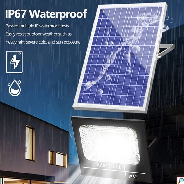 LED Αδιάβροχος Ηλιακός Προβολέας 60W IP67 με Φωτοβολταϊκό Πάνελ ...
