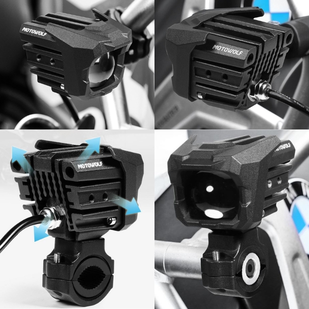 Motowolf Σετ 2 Αδιάβροχοι LED Προβολείς Μηχανής Αλουμινίου