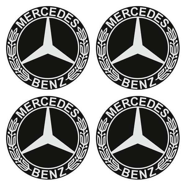Αυτοκόλλητα Σήματα Mercedes 5.5cm για Ζάντες Αυτοκινήτου Σετ 4 τμχ